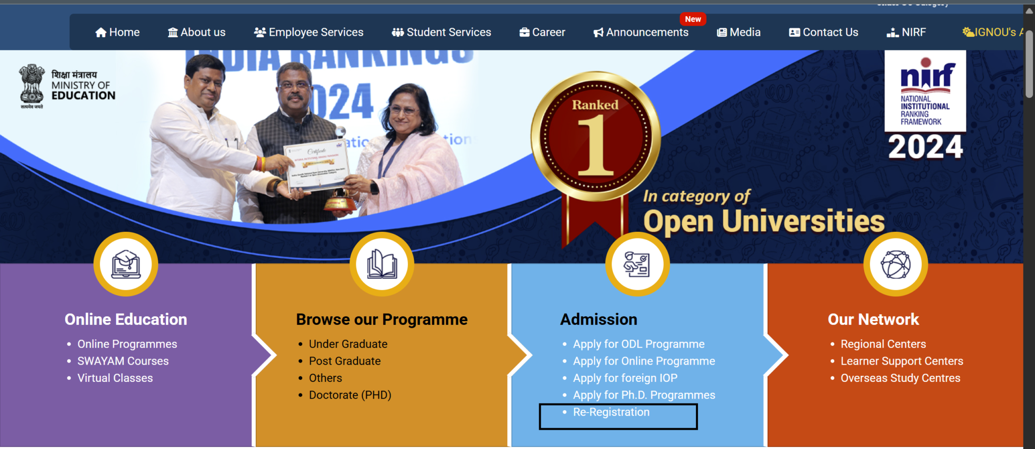 IGNOU Re-registration